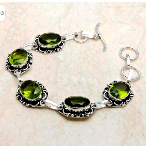 Hand Crafted | Jewelry | New Simulated Peridot Sterling Silver Bracelet ...